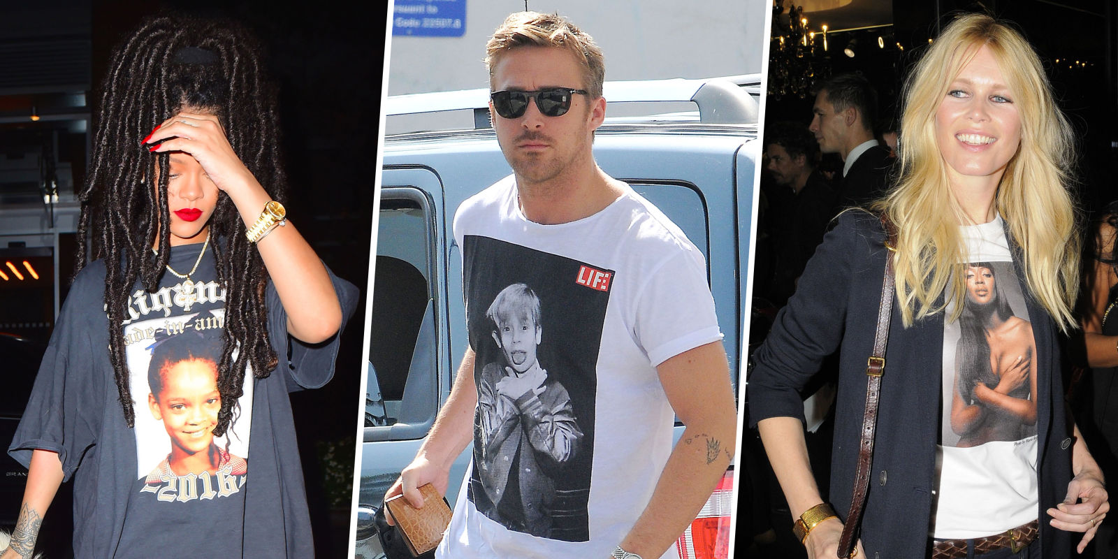 Celebrities Wearing Photos of Other Celebrities - Celebrity Meta T-Shirts